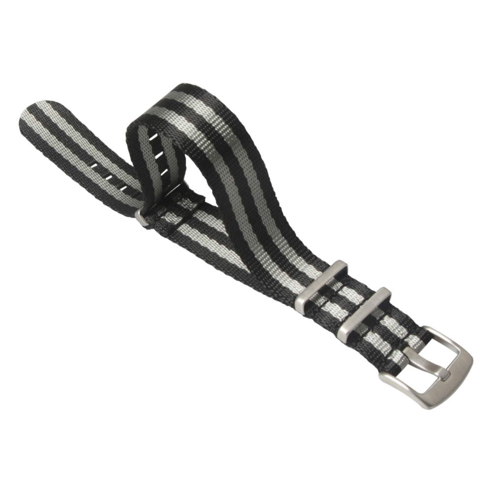 James Bond Seat Belt Stripe Nylon Watch Bands with Brushed Heavy Duty ...