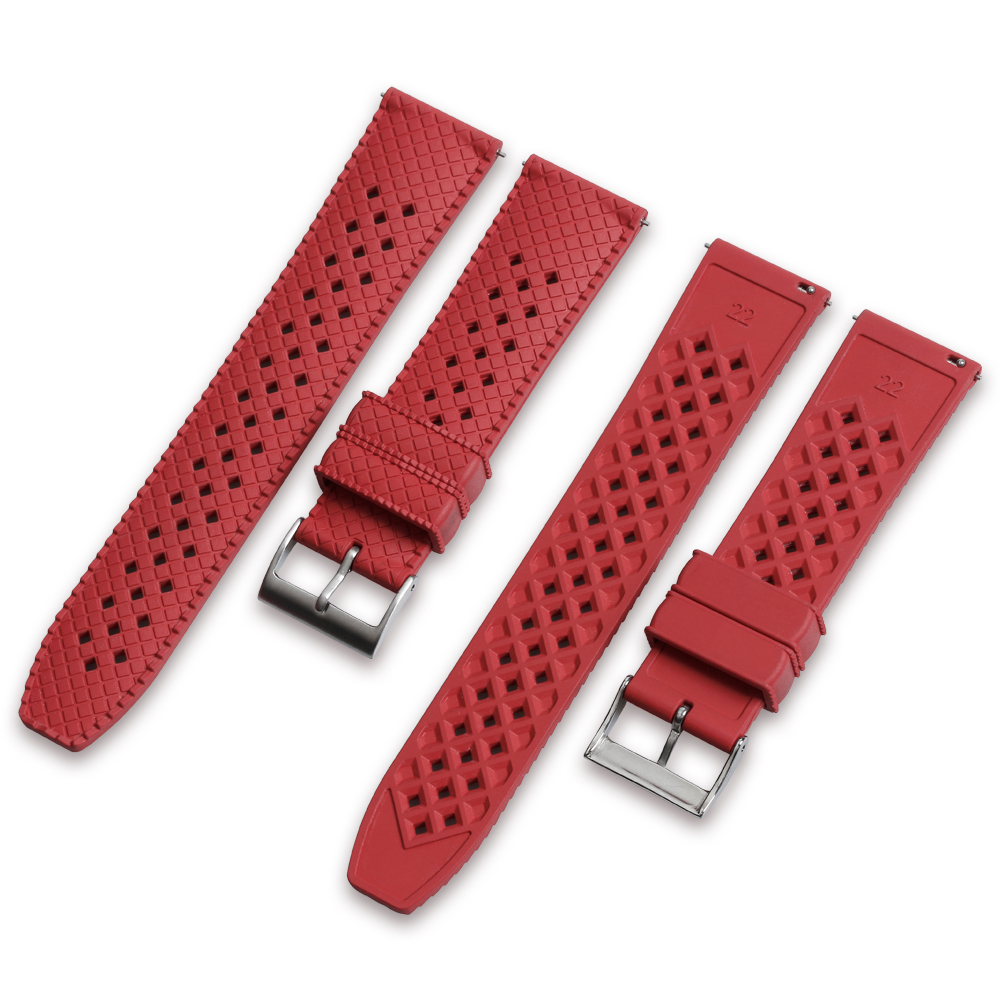 Custom High Quality Red Fluorine Rubber Watch Straps FKM Watch Band for ...