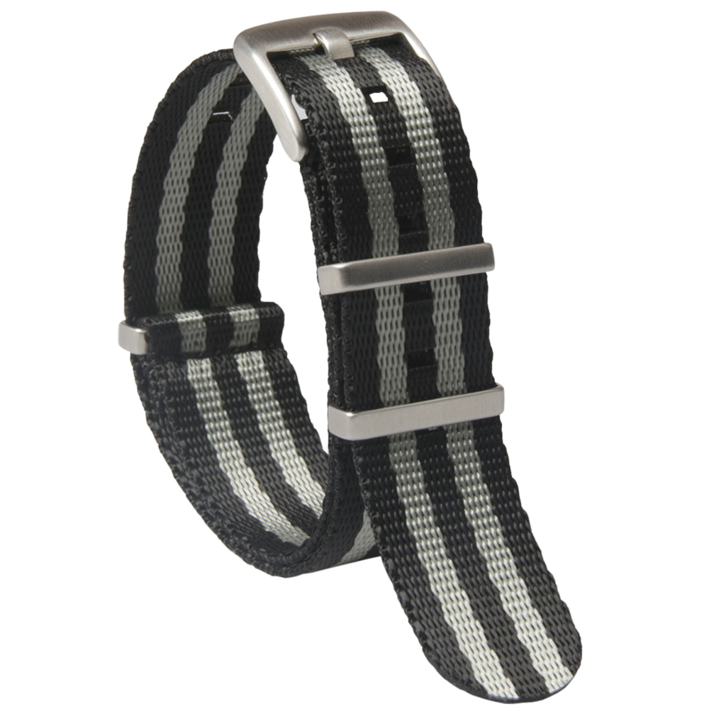 James Bond Seat Belt Stripe Nylon Watch Bands with Brushed Heavy Duty ...